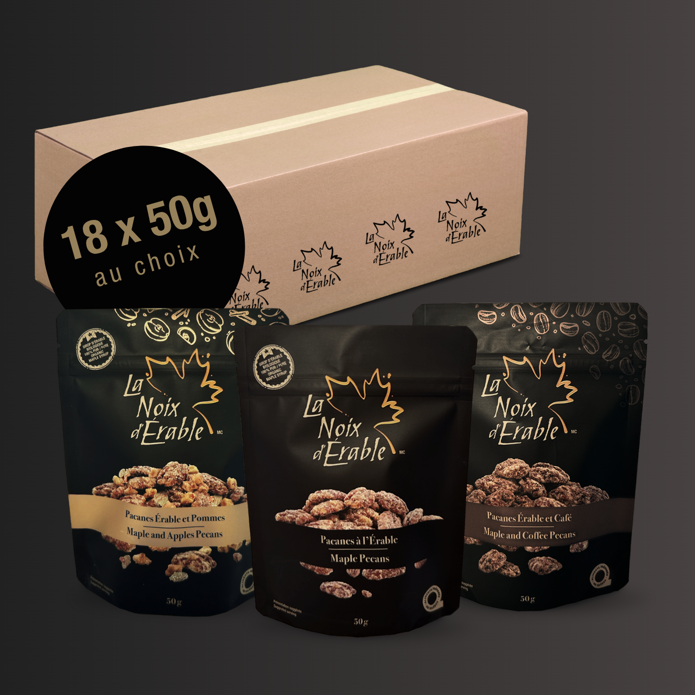 Boîte découverte – 18 sacs de 50g au choix – La Noix d'Érable